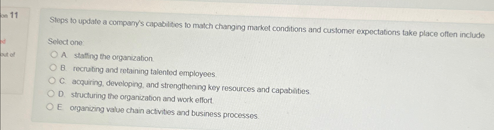 Solved Steps to update a company's capabilities to match | Chegg.com