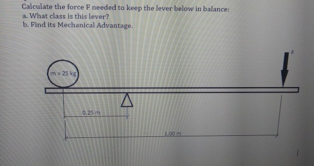 Solved Calculate the force F needed to keep the lever below | Chegg.com
