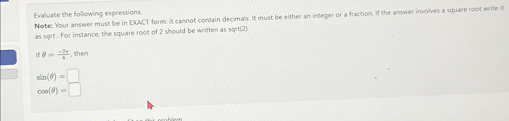 Solved Evaluate the following expressions.Note: Your answer | Chegg.com