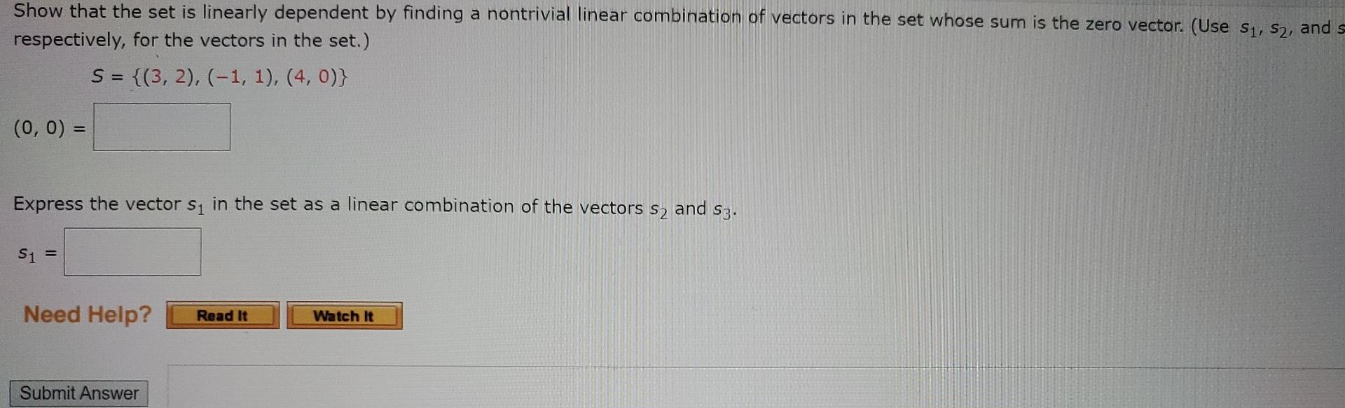 Solved Show that the set is linearly dependent by finding a | Chegg.com