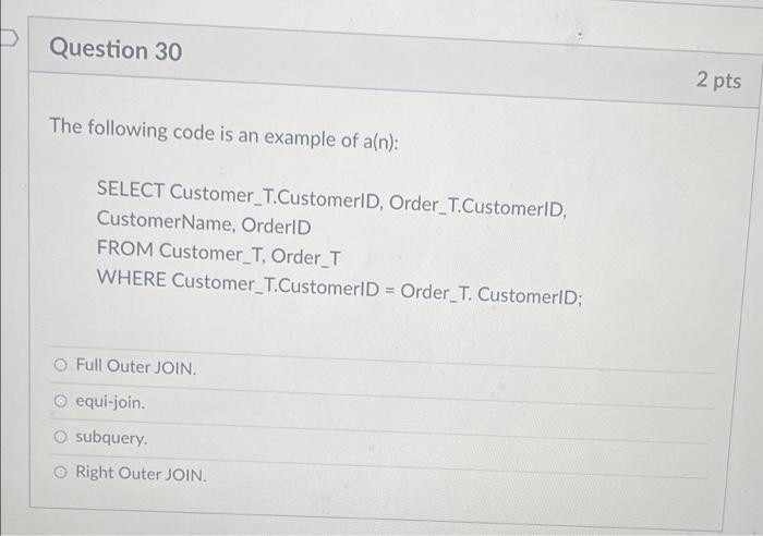 Solved Question 31 2 pts The following code would include: | Chegg.com