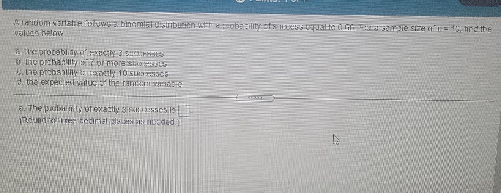 Solved A random variable follows a binomial distribution | Chegg.com
