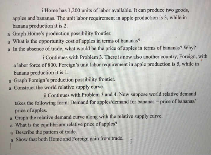 Solved i.Home has 1,200 units of labor available. It can | Chegg.com
