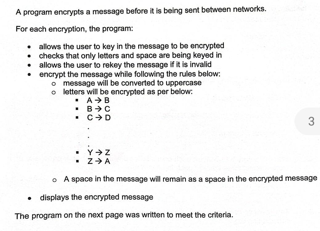 Solved A Program Encrypts A Message Before It Is Being Sent