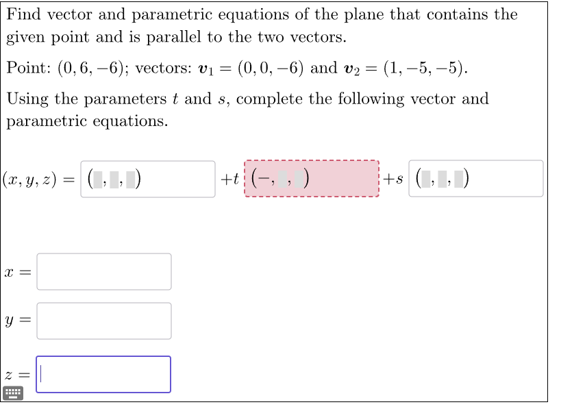 Solved Find vector and parametric equations of the plane | Chegg.com