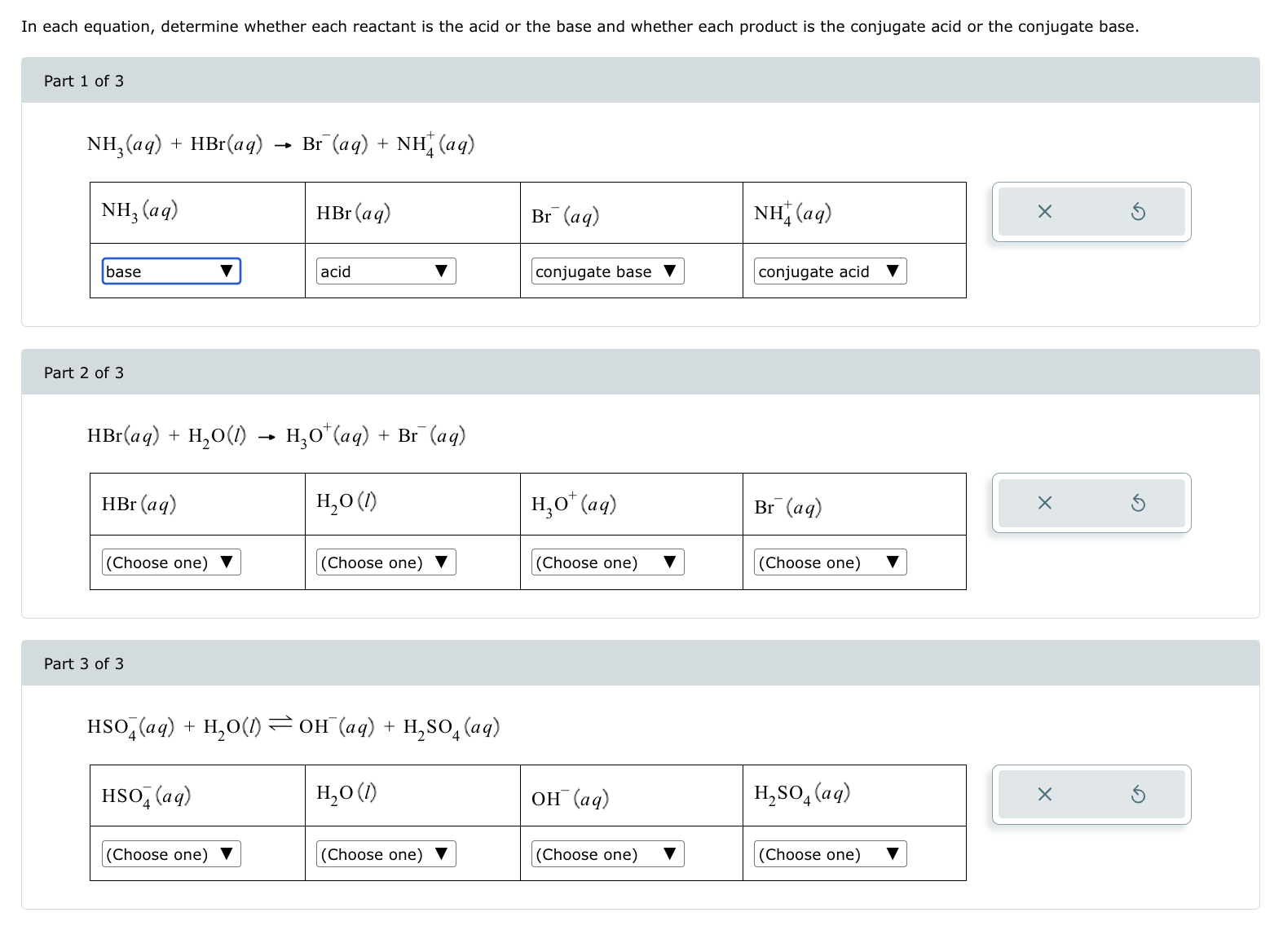 Solved In each equation, determine whether each reactant is | Chegg.com
