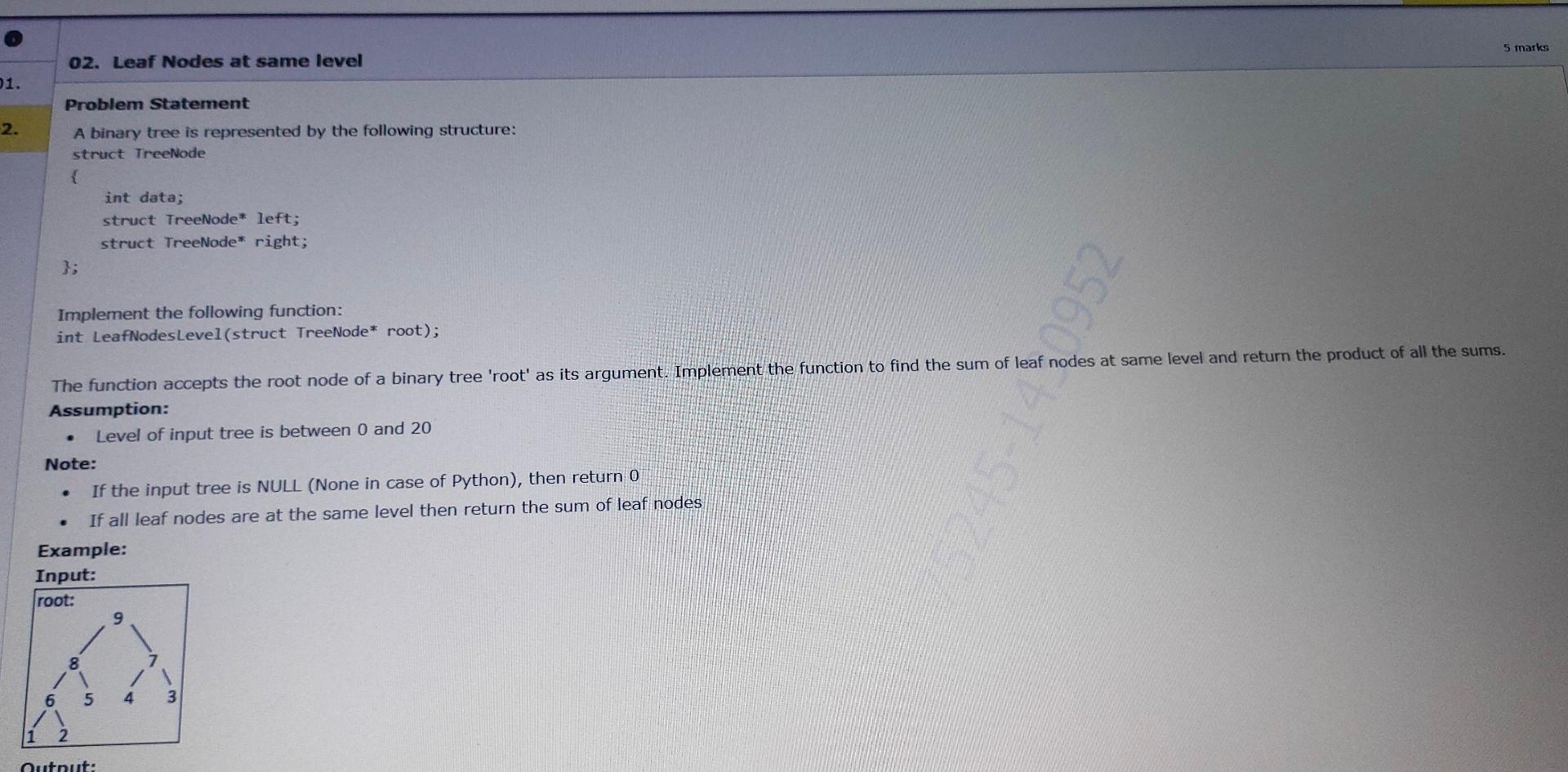 Solved Explanation: Sum of leaf nodes at level 3 is 3(1+2) | Chegg.com