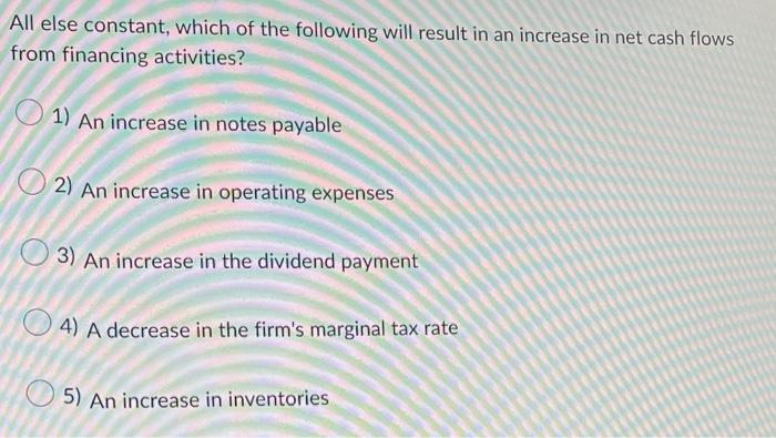 Solved All else constant, which of the following will result | Chegg.com