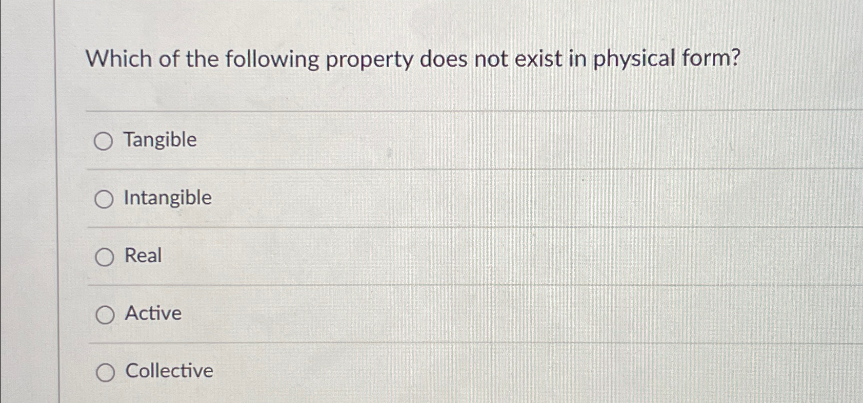 Solved Which of the following property does not exist in | Chegg.com