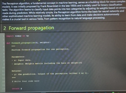 Solved The Perceptron algorithm, a fundamental concept in | Chegg.com