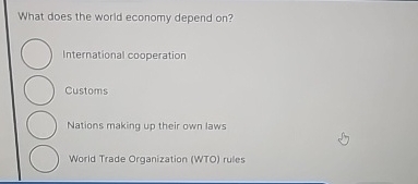 Solved What does the world economy depend on?International | Chegg.com