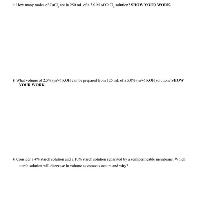 Solved 7. How many moles of CaCl, are in 250 mL of a 3.0 M | Chegg.com
