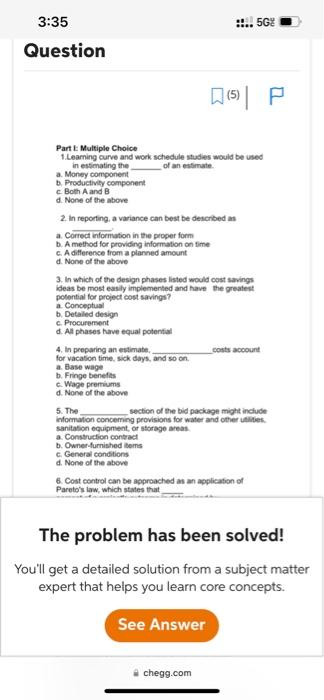 Solved Part E Multiple Choice 1.Learning curve and work | Chegg.com