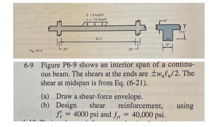 Solved 6-9 Figure P6-9 shows an interior span of a | Chegg.com