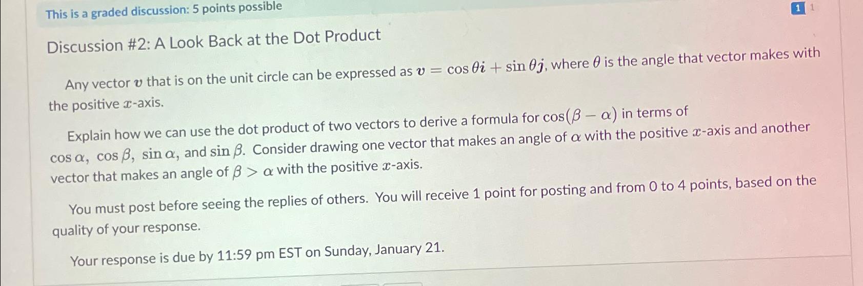 Solved This is a graded discussion: 5 ﻿points | Chegg.com