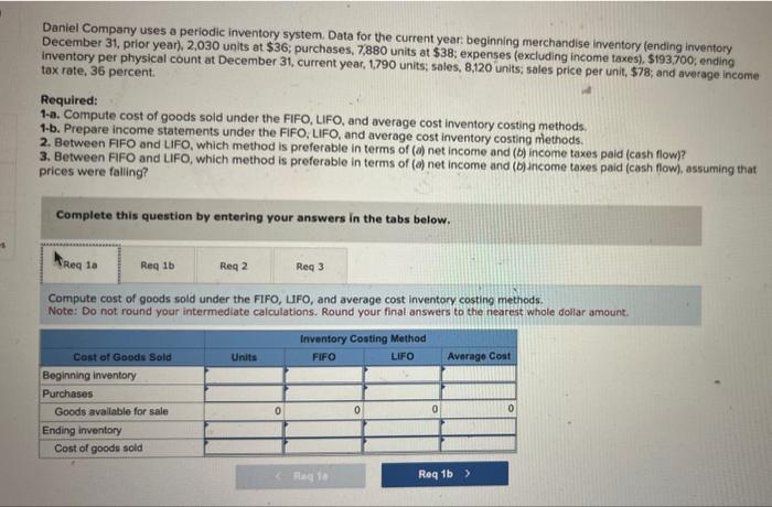 Solved Daniel Company uses a periodic inventory system. Data | Chegg.com