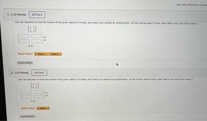 Solved Use row reduction to find the inverse of the given | Chegg.com
