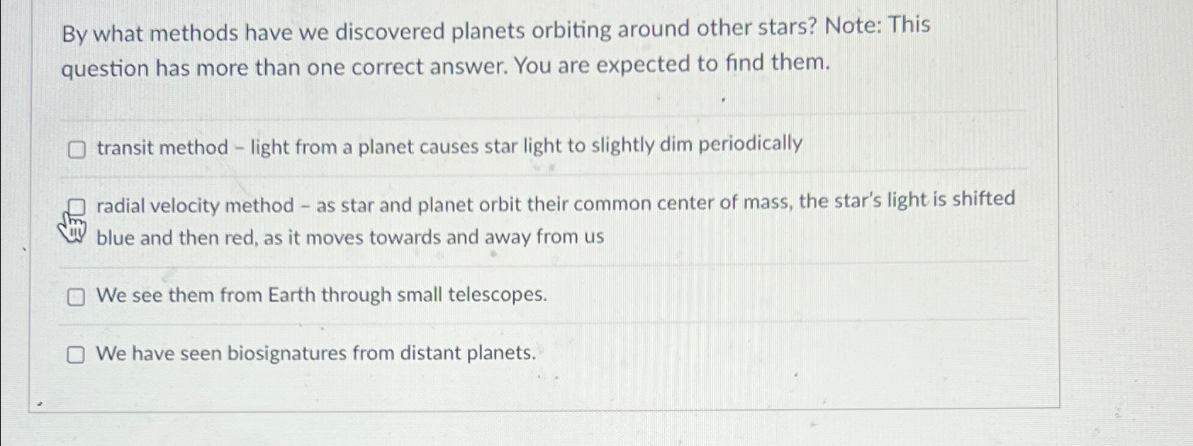 Solved By what methods have we discovered planets orbiting | Chegg.com