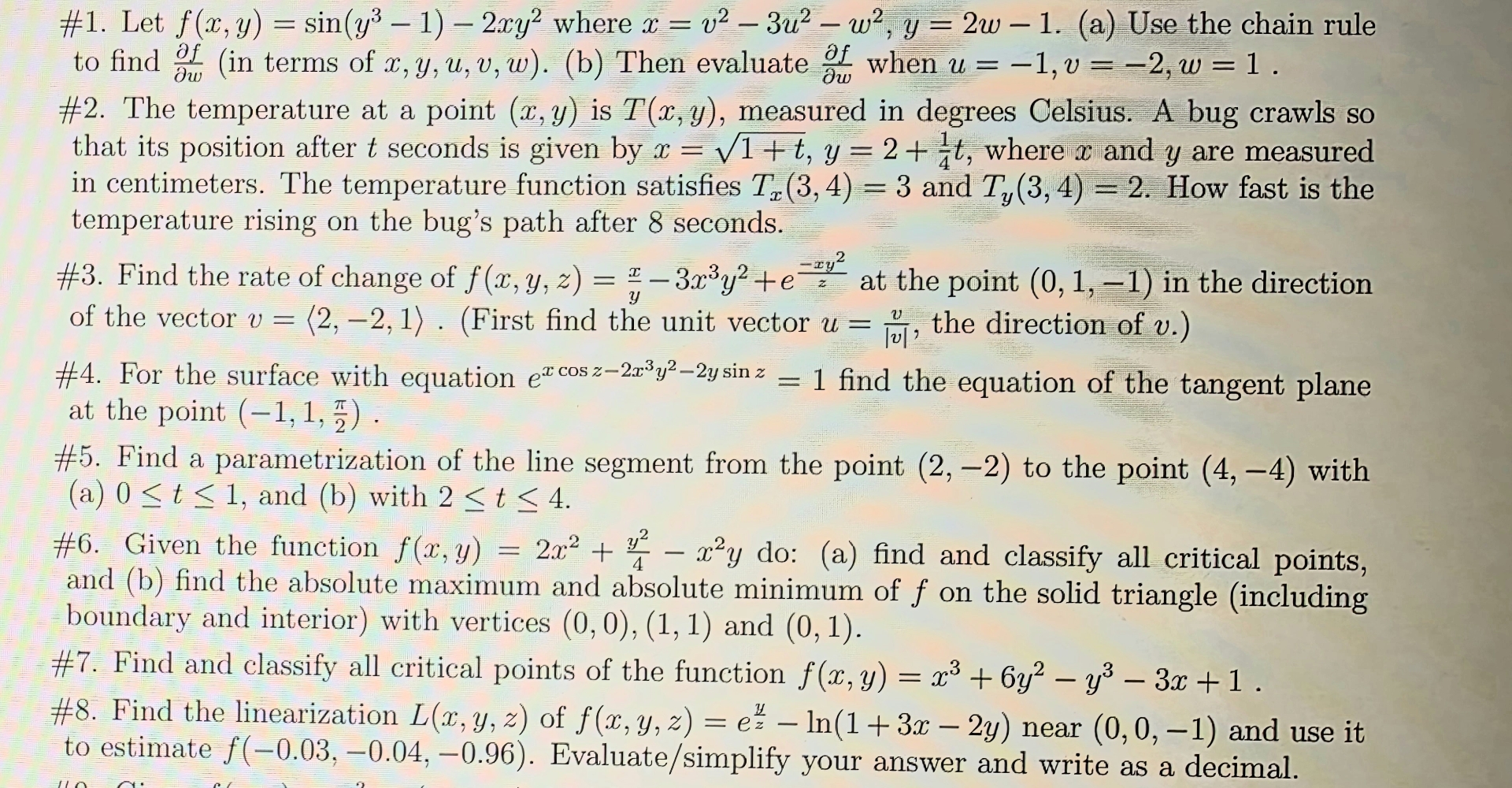 Solved #1. ﻿Let f(x,y)=sin(y3-1)-2xy2 ﻿where | Chegg.com