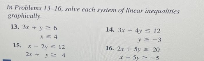 Solved In Problems 13-16, solve each system of linear | Chegg.com