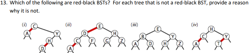 Solved Which of the following are red-black BSTs? ﻿For each | Chegg.com