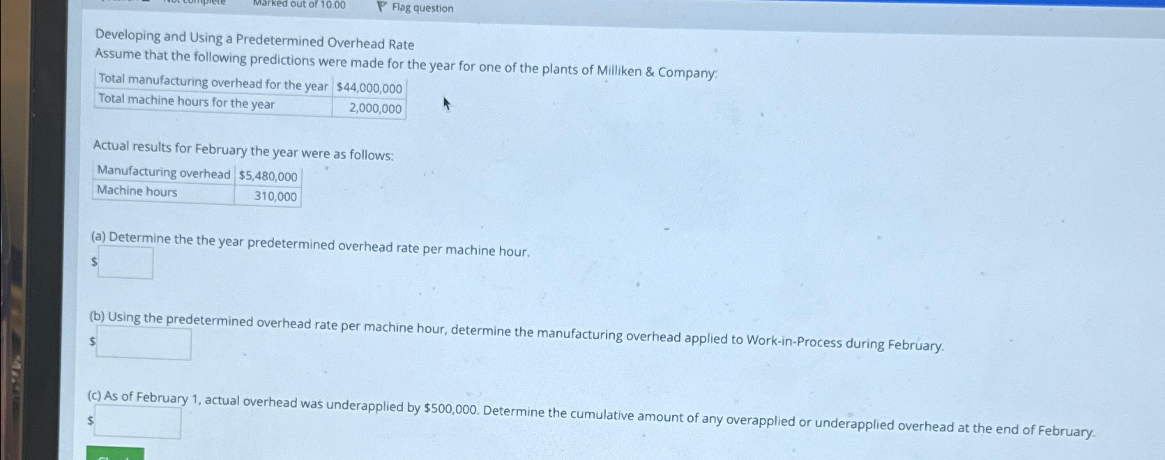 Solved Developing and Using a Predetermined Overhead | Chegg.com
