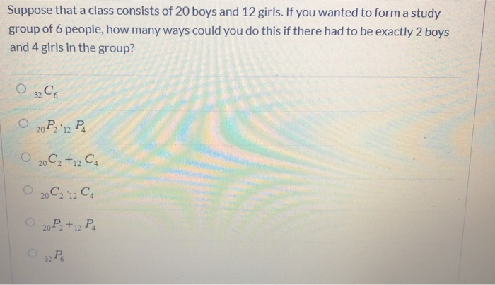 Solved Suppose that a class consists of 20 boys and 12 | Chegg.com