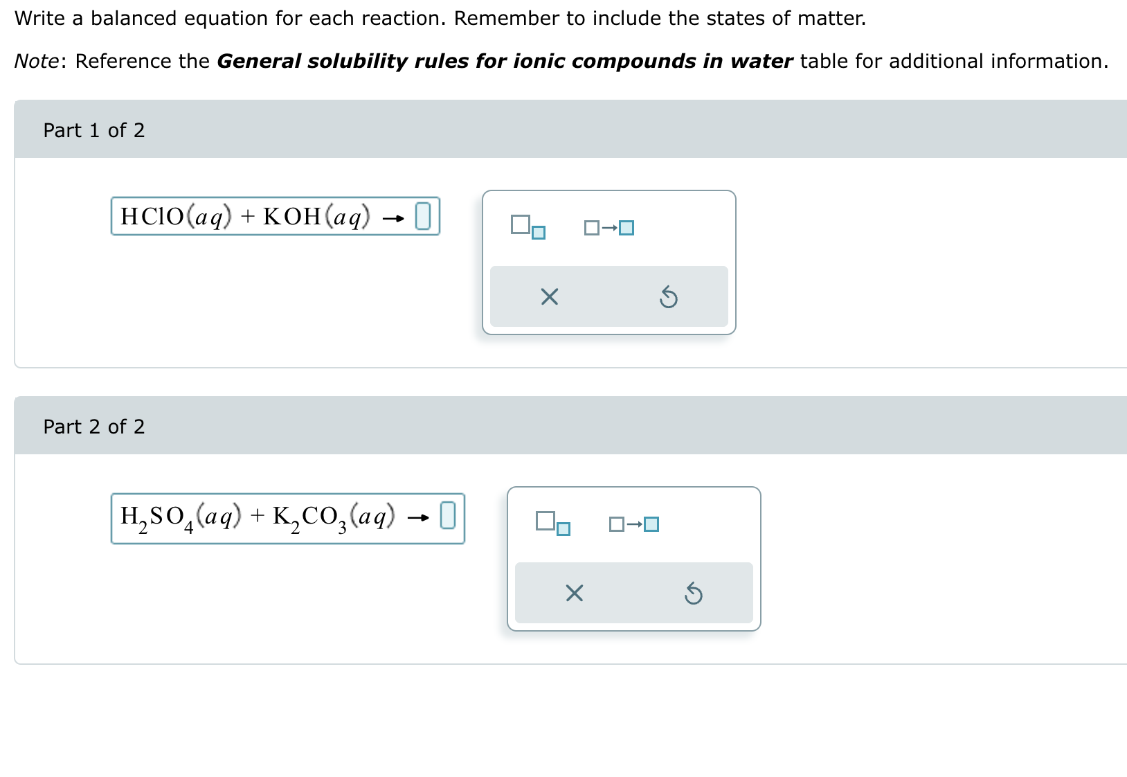 Solved Write a balanced equation for each reaction. Remember | Chegg.com