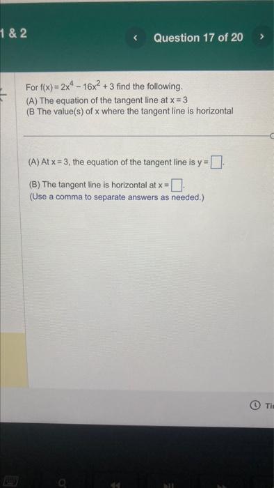 Solved For f(x)=2x4−16x2+3 find the following. (A) The | Chegg.com
