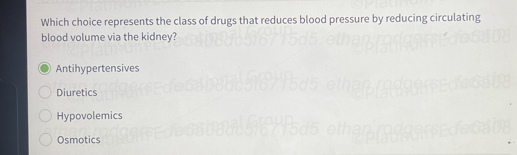 Solved Which choice represents the class of drugs that | Chegg.com