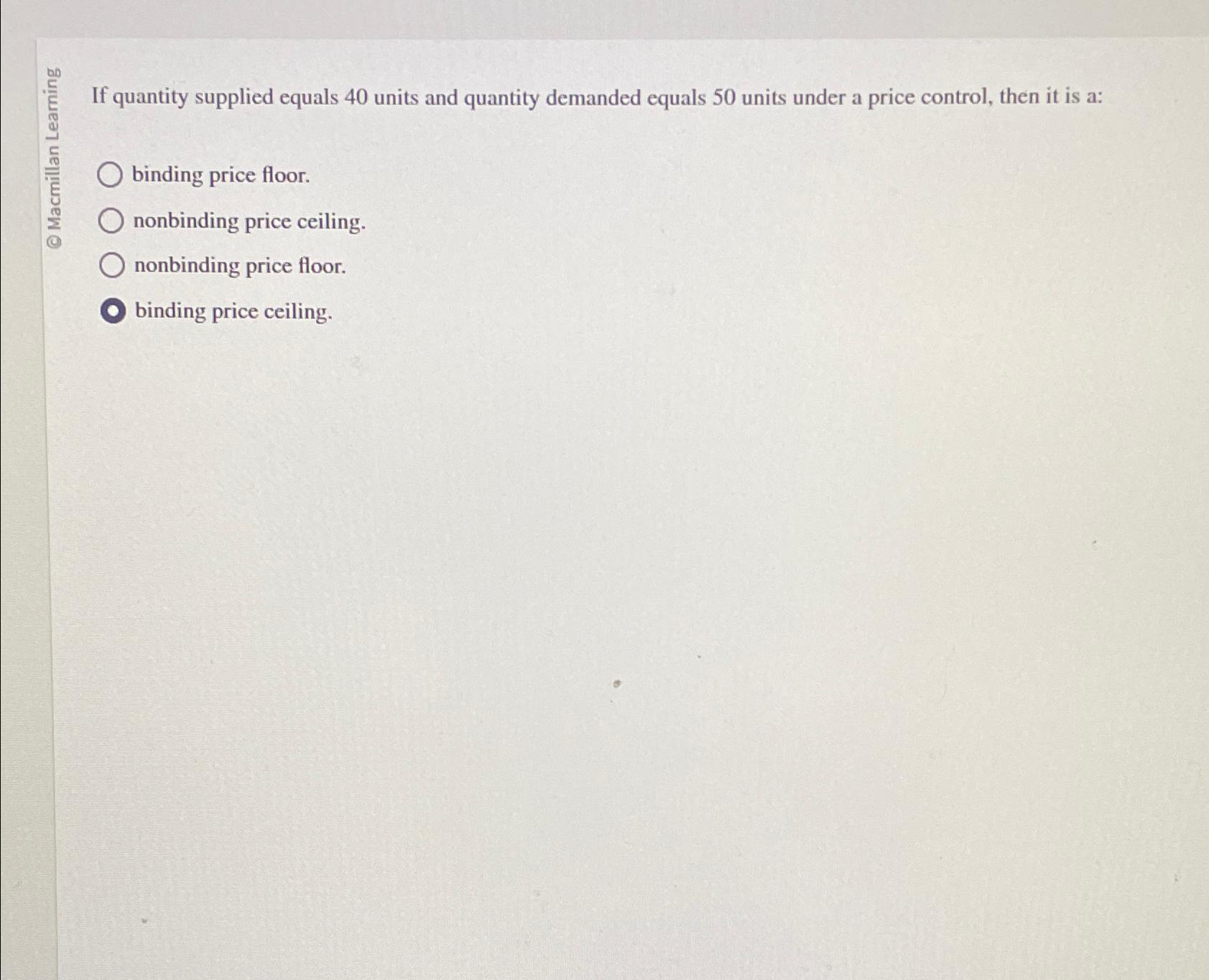 Solved If quantity supplied equals 40 ﻿units and quantity | Chegg.com