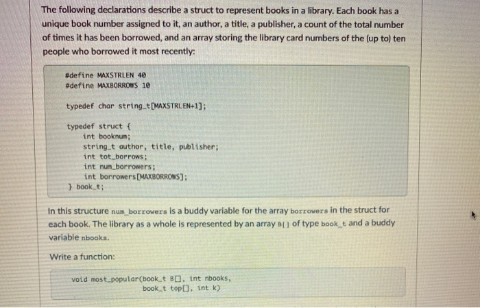 Solved The following declarations describe a struct to | Chegg.com