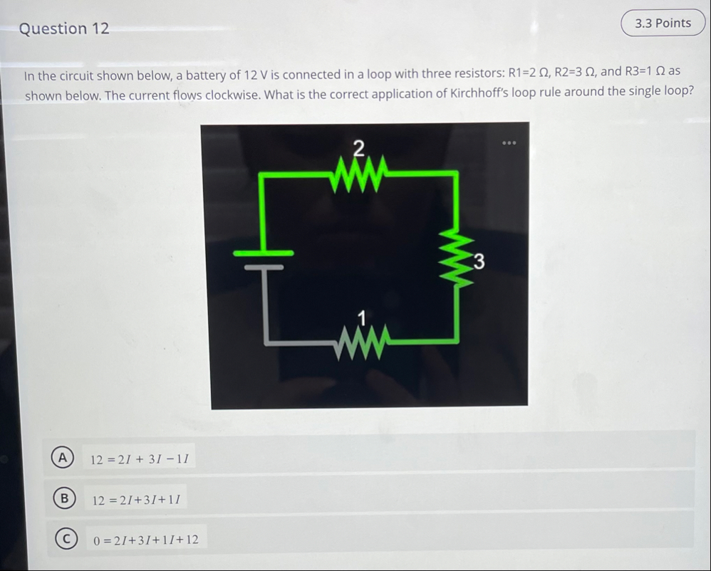 Solved Question 12In the circuit shown below, a battery of | Chegg.com