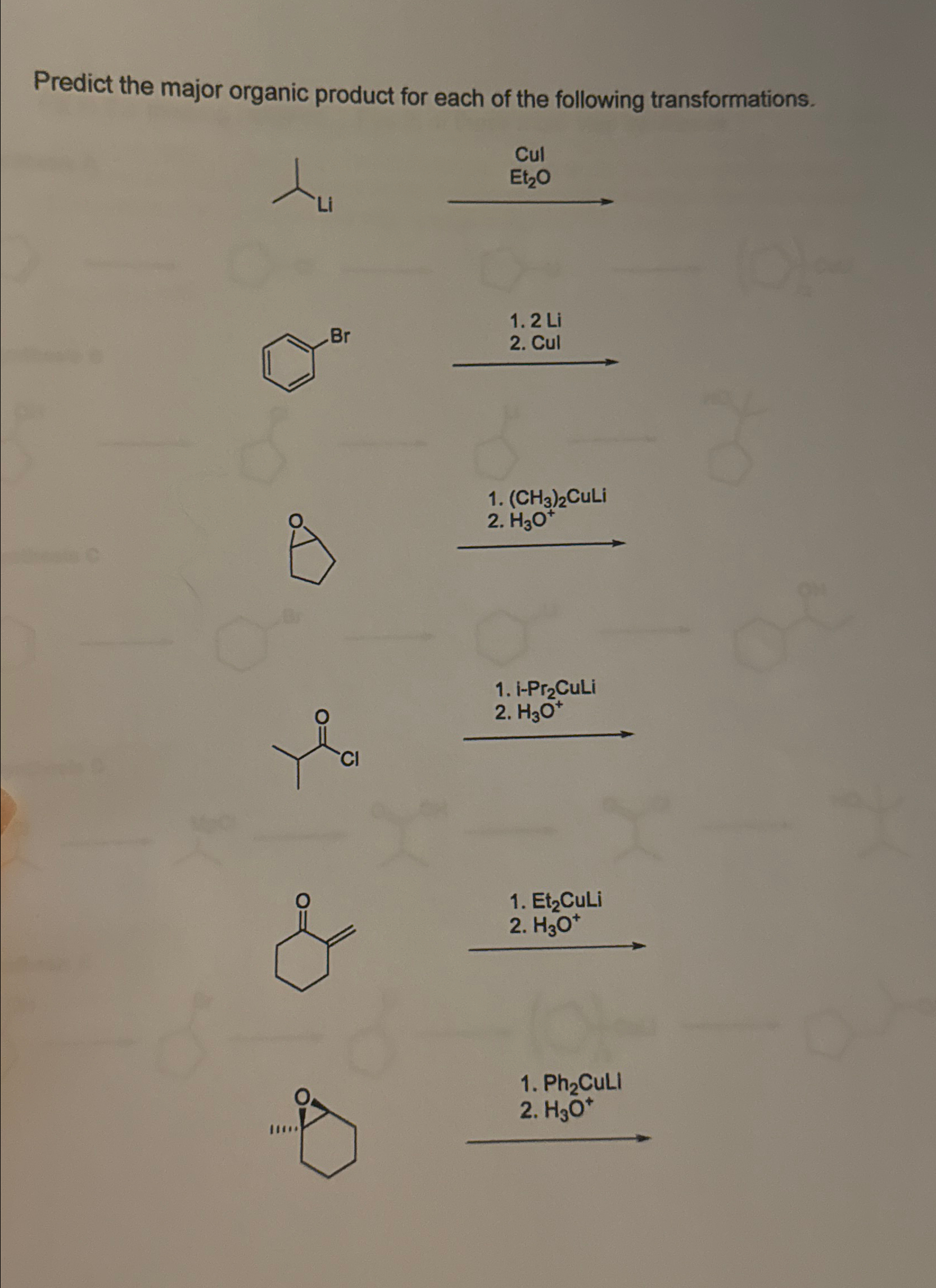Solved Predict the major organic product for each of the | Chegg.com