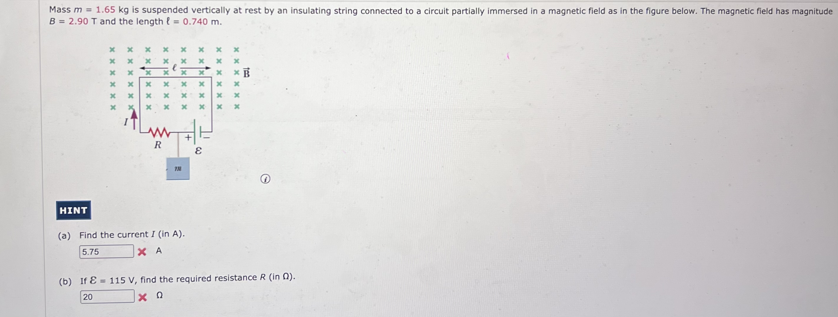 Solved B=2.90T ﻿and the length l=0.740m.(a) ﻿Find the | Chegg.com