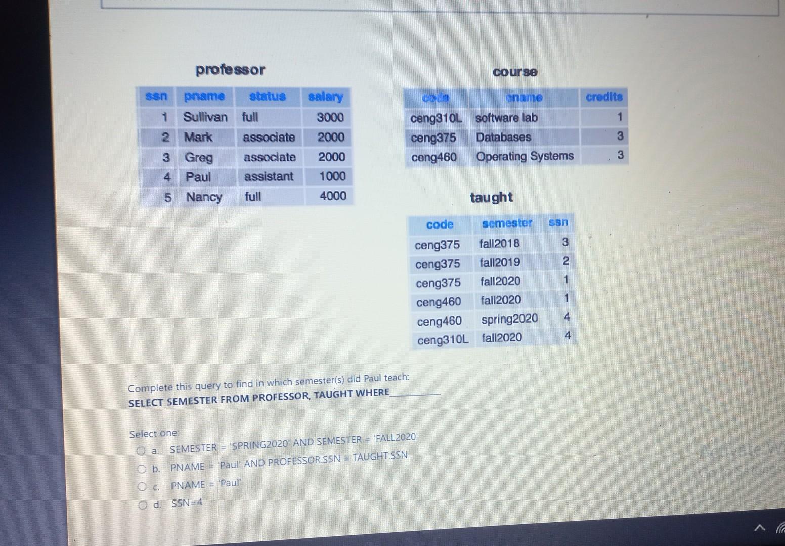 Solved Consider the following table called Customers | Chegg.com