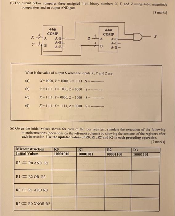 Solved 6) The circuit below compares three unsigned 4-bit | Chegg.com