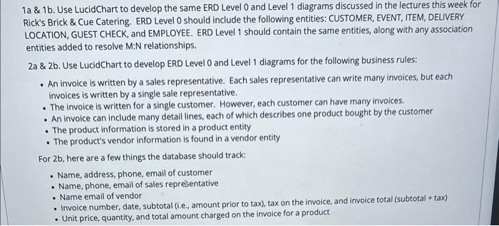Solved 1a \& 1b. Use LucidChart to develop the same ERD | Chegg.com