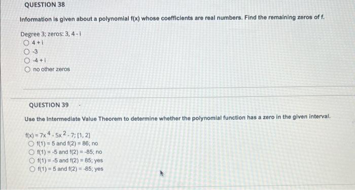 Solved Information is given about a polynomial f(x) whose | Chegg.com