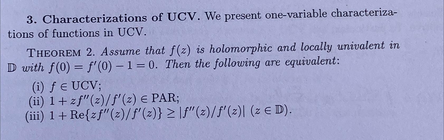 Solved Characterizations of UCV. We present one-variable | Chegg.com