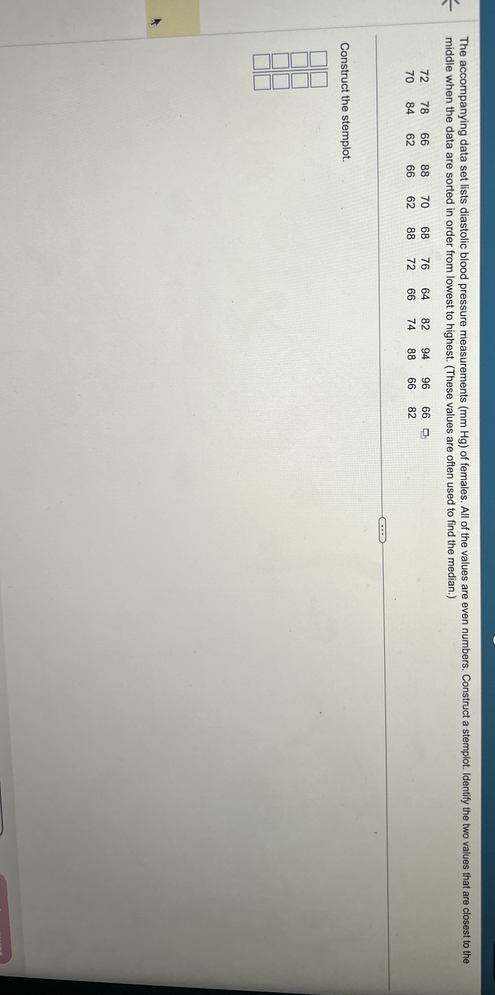 Solved The accompanying data set lists diastolic blood | Chegg.com