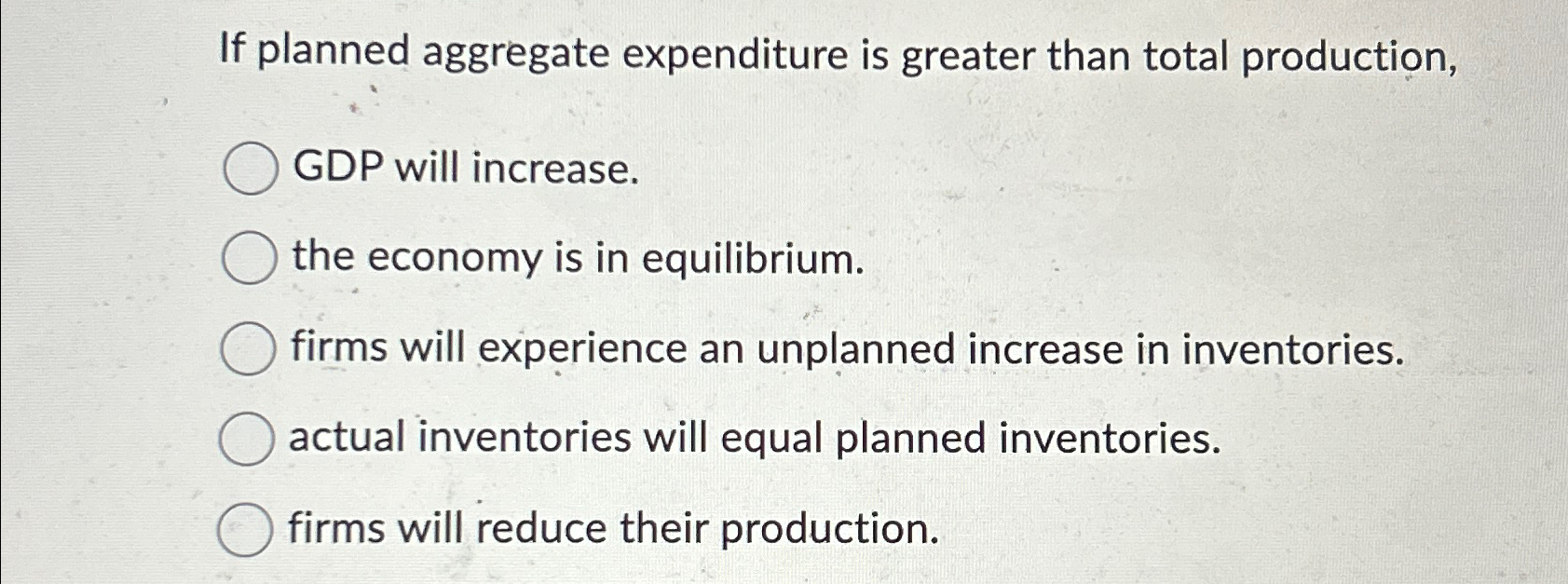 Solved If planned aggregate expenditure is greater than | Chegg.com