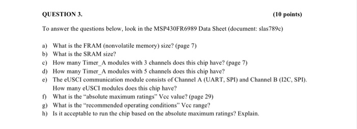 Solved QUESTION 3. (10 points) To answer the questions | Chegg.com