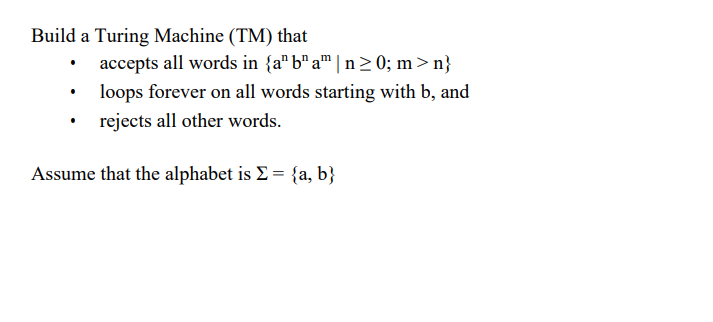 Solved Build a Turing Machine (TM) ﻿thataccepts all words | Chegg.com