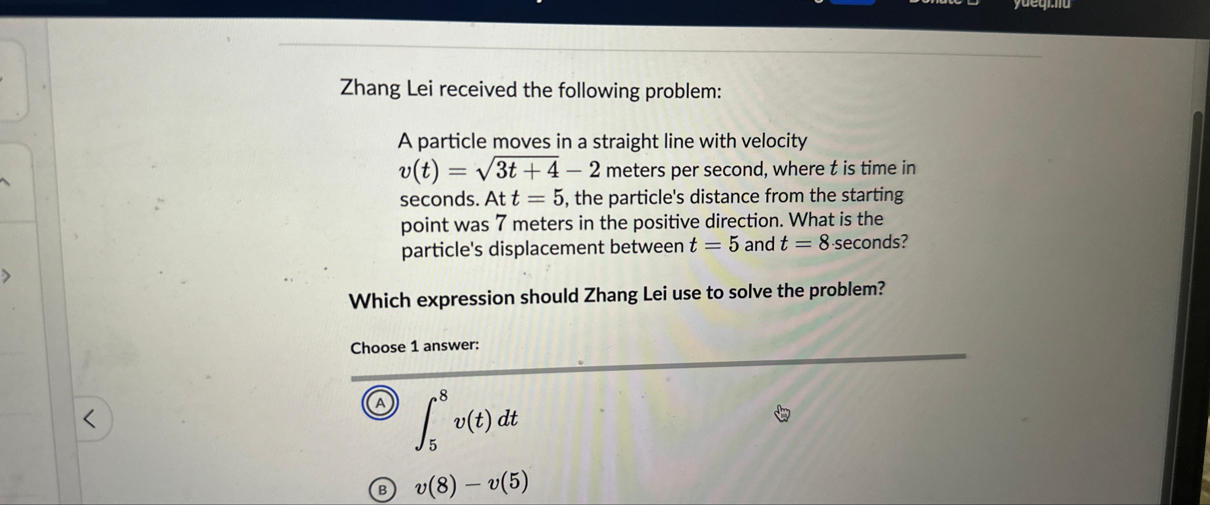 Solved Zhang Lei received the following problem:A particle | Chegg.com