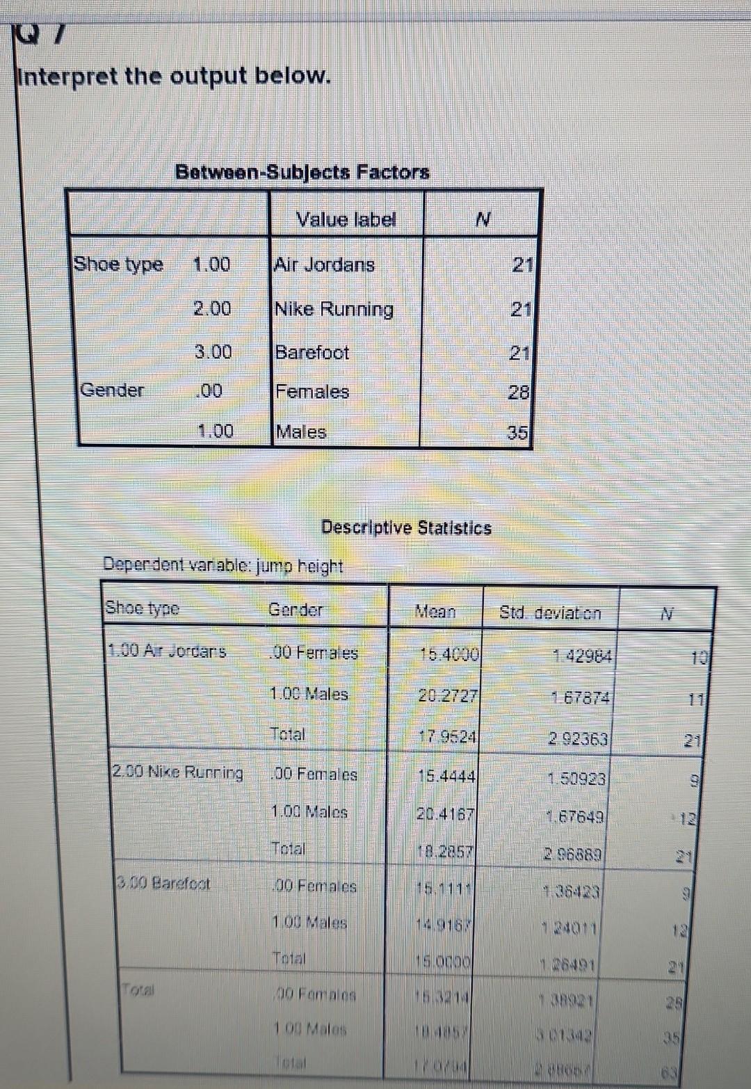 Solved Interpret the output below. Descriptive | Chegg.com