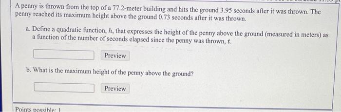 Solved A penny is thrown from the top of a 77.2-meter | Chegg.com