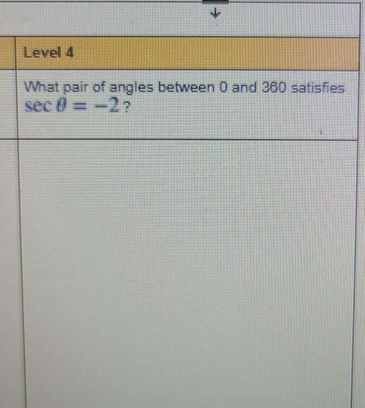 Solved Level What pair of angles between 0 and 380 satisfies | Chegg.com