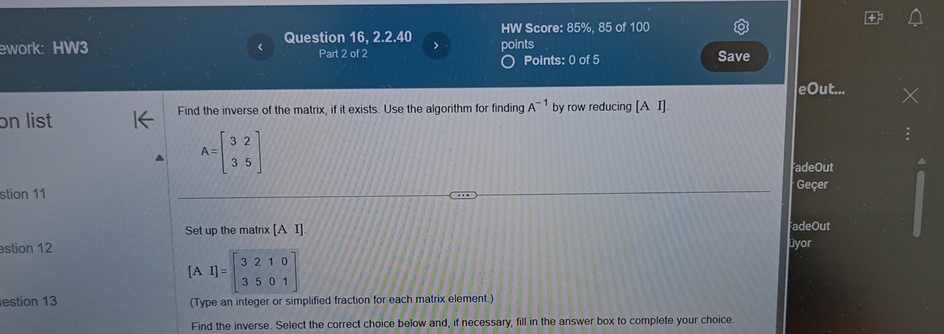Solved Ework Hw3question 16 2 2 40hw Score 85 85 of