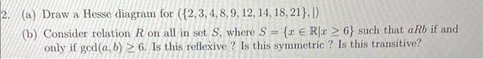 Solved (a) Draw a Hesse diagram for | Chegg.com